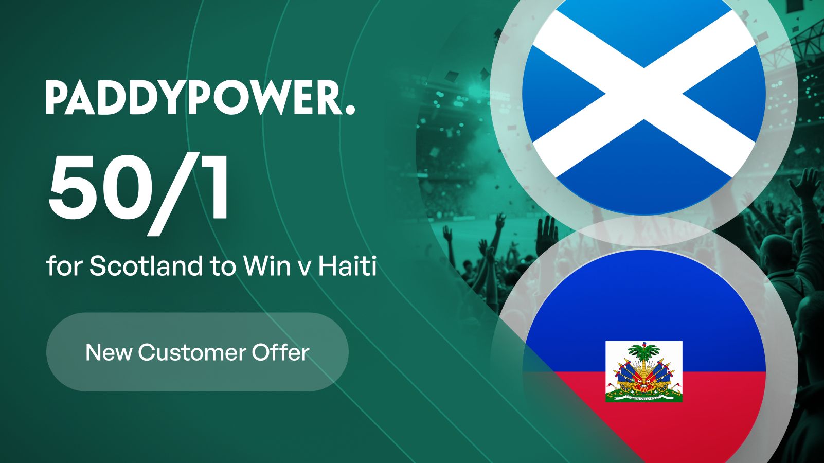 Paddy Power 50/1 Enhanced Odds Scotland to Win v Haiti - World Cup 2026